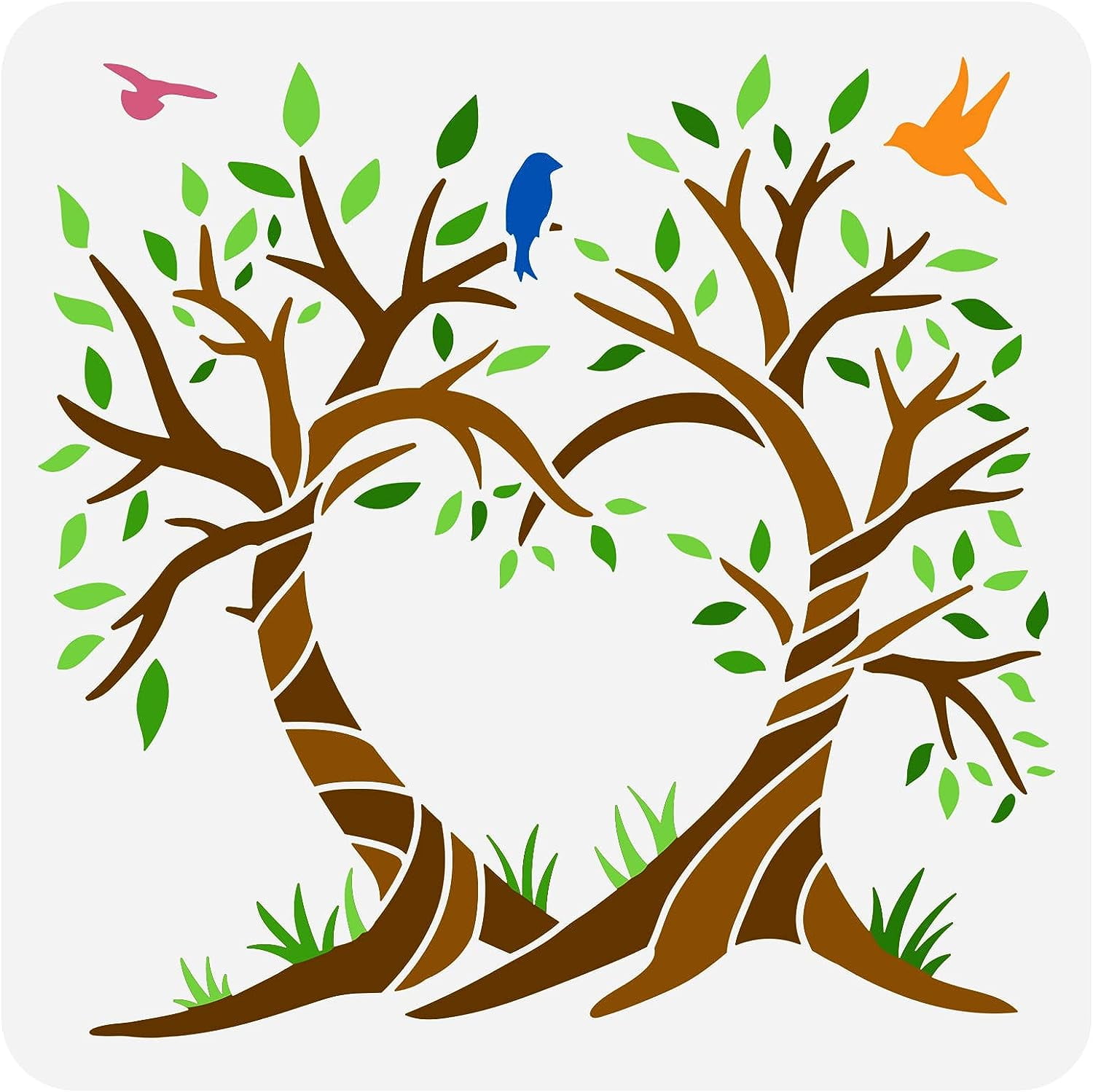 Love Tree Painting Stencil 11.8x11.8inch Reusable Two Trees Drawing Template for Decoration Life ...