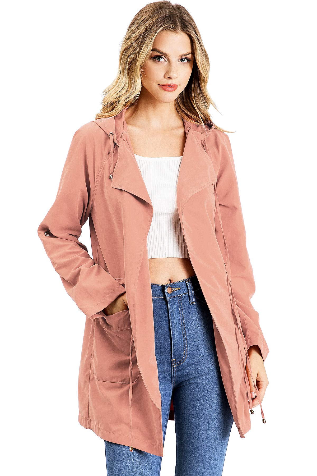 Love Tree Women's Juniors Hooded Lightweight Parka Jacket (Clay, S ...