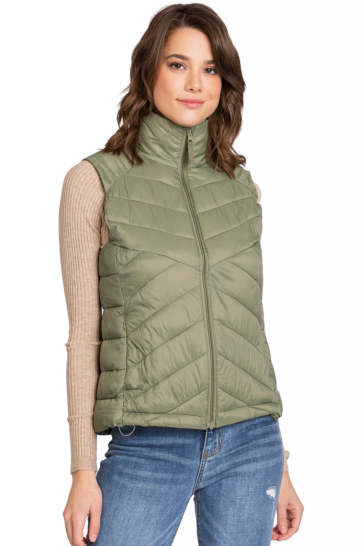 Love Tree Women's Juniors Ultra Light Packable Puffer Vest (Moss Green ...