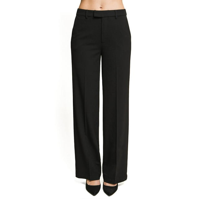 Love Tree Womens Juniors Slim-Fit Slacks Trouser Dress Pants (Black ...