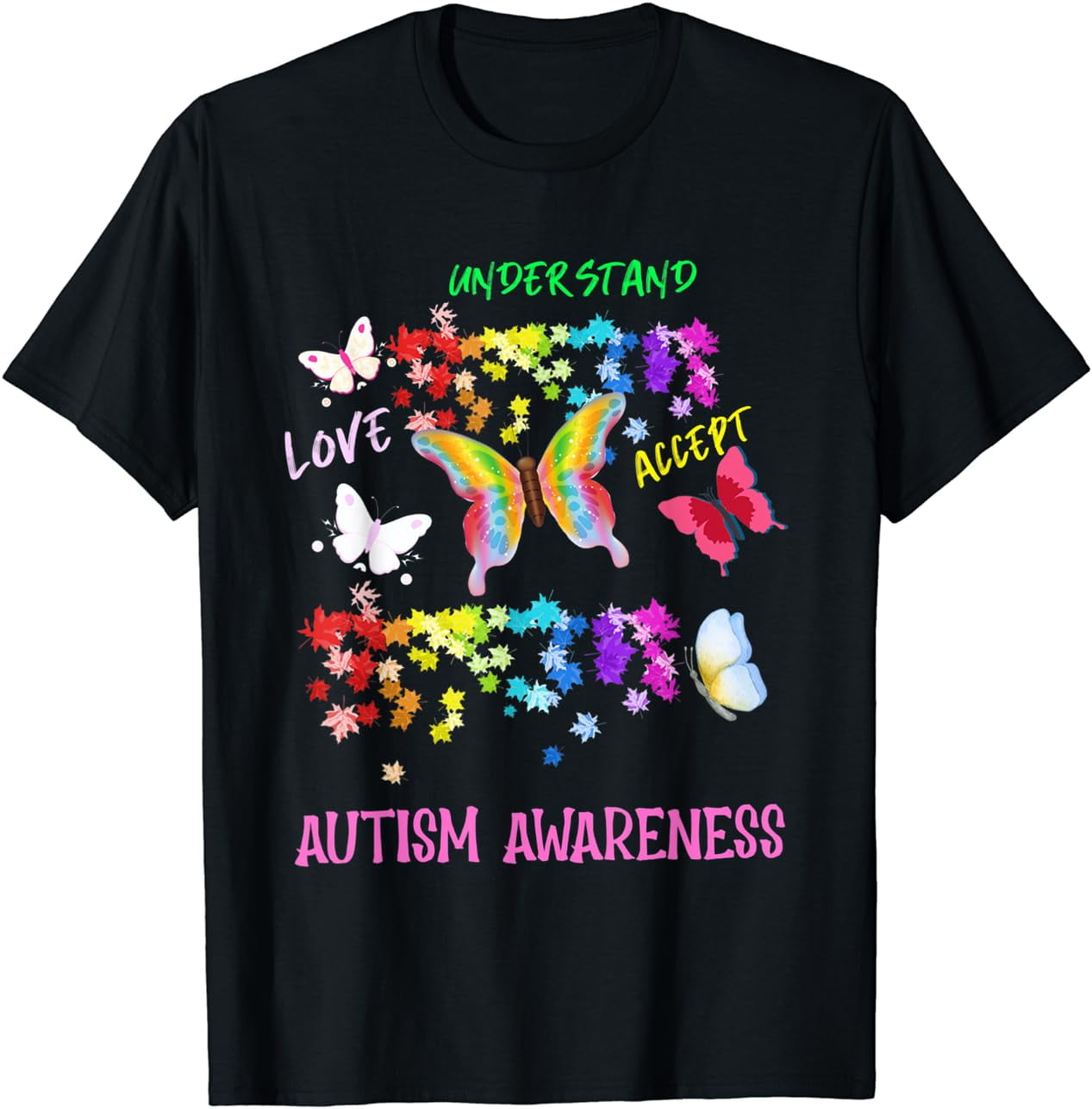 Love Understand Accept Autism Awareness ASD Support T-Shirt - Walmart.com