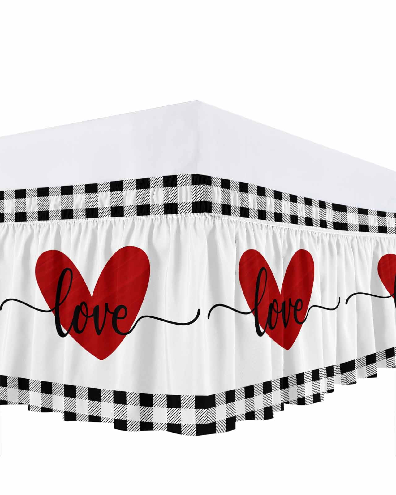 Love Valentines Bed Skirt California King Size 18 Inch Drop, Red Heart ...