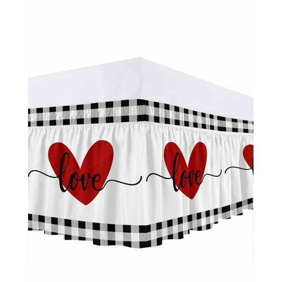 Love Valentines Bed Skirt California King Size 18 Inch Drop, Red Heart ...