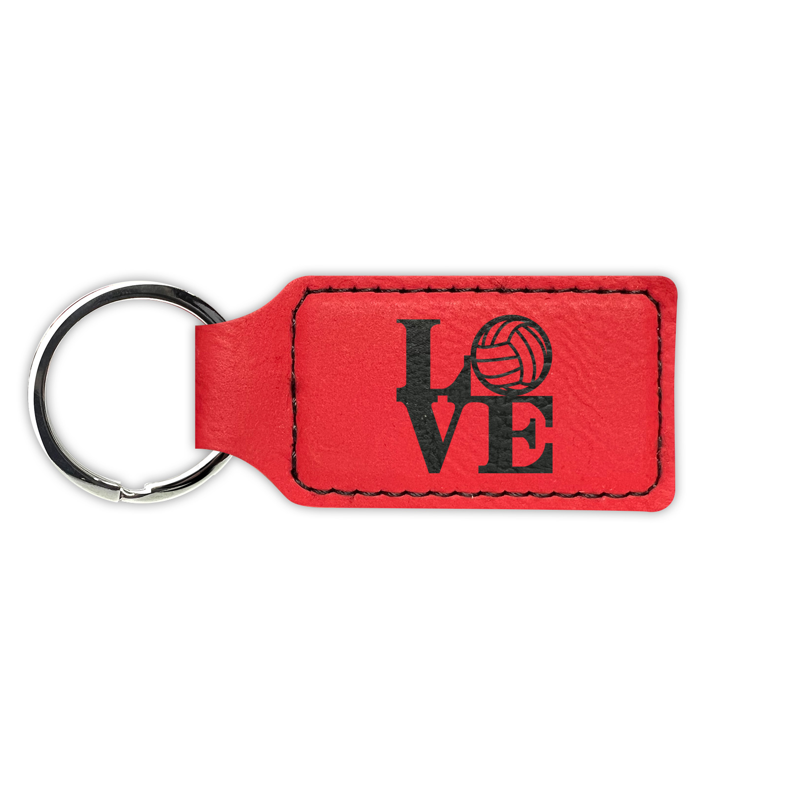 Love Volleyball Keychain Leatherette Rectangle - Laser Engraved - Many ...
