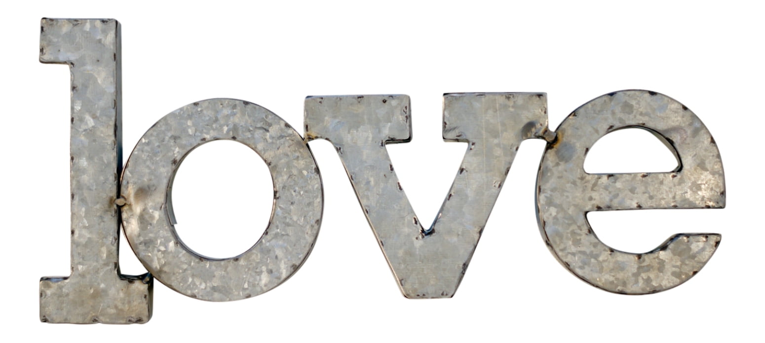 Love Wall Letters Word Silver Dimensional Metal Decor 16.5 Inches ...