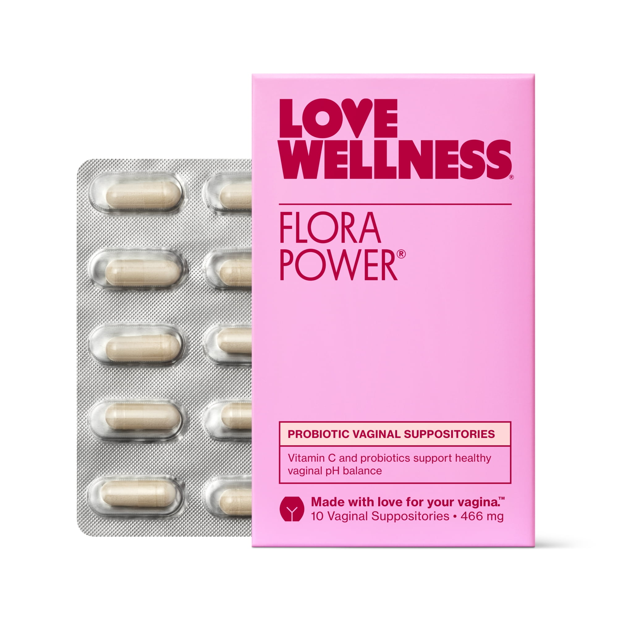 Love Wellness Flora Power Vaginal Health Suppositories, Balanced pH ...