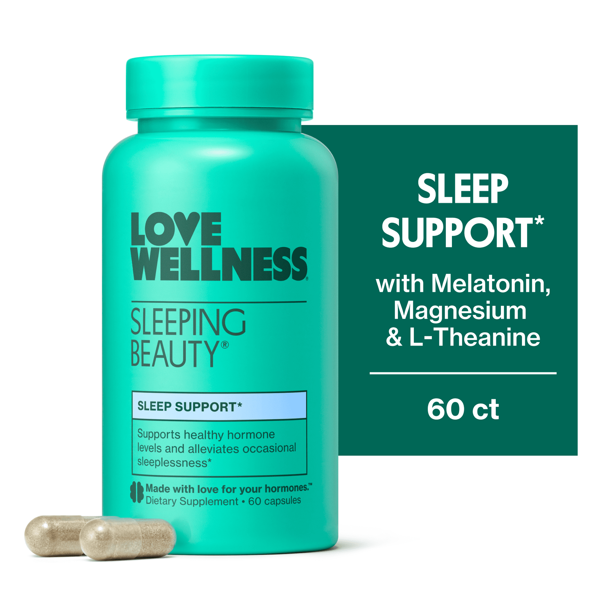 Love Wellness Natural Sleep Aid, Vegan Melatonin & Magnesium, 60 ...