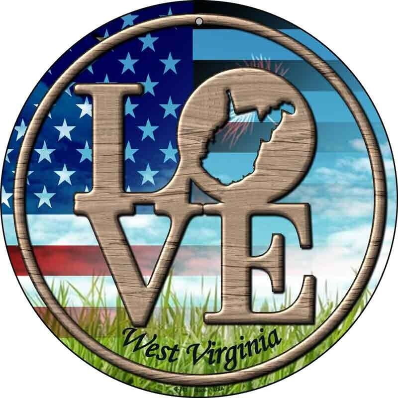 Love West Virginia Novelty Round Circular Metal Sign Home Garage Wall ...