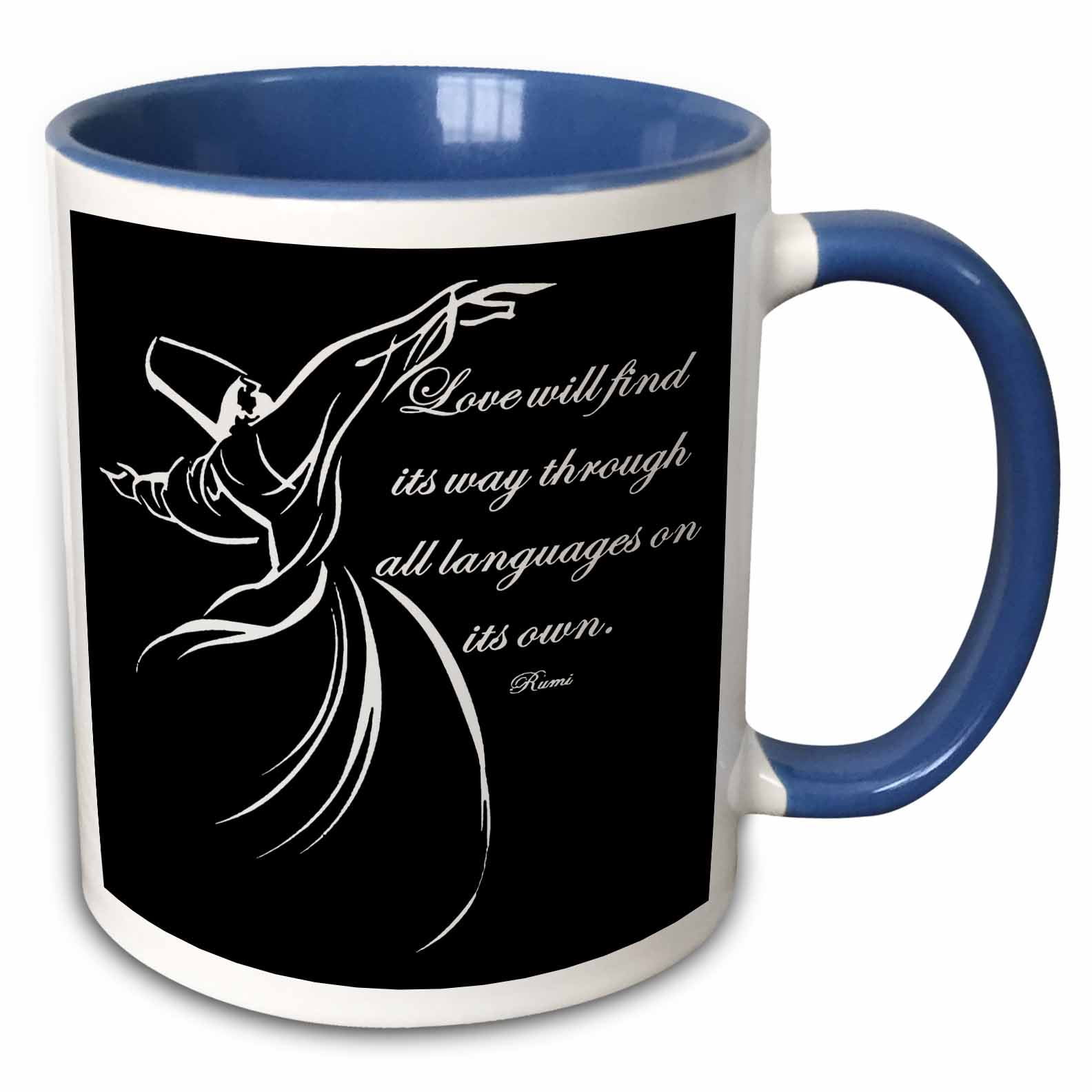 3drose, Love Will Find Its Way Through All Languages Rumi Quote - Black ...