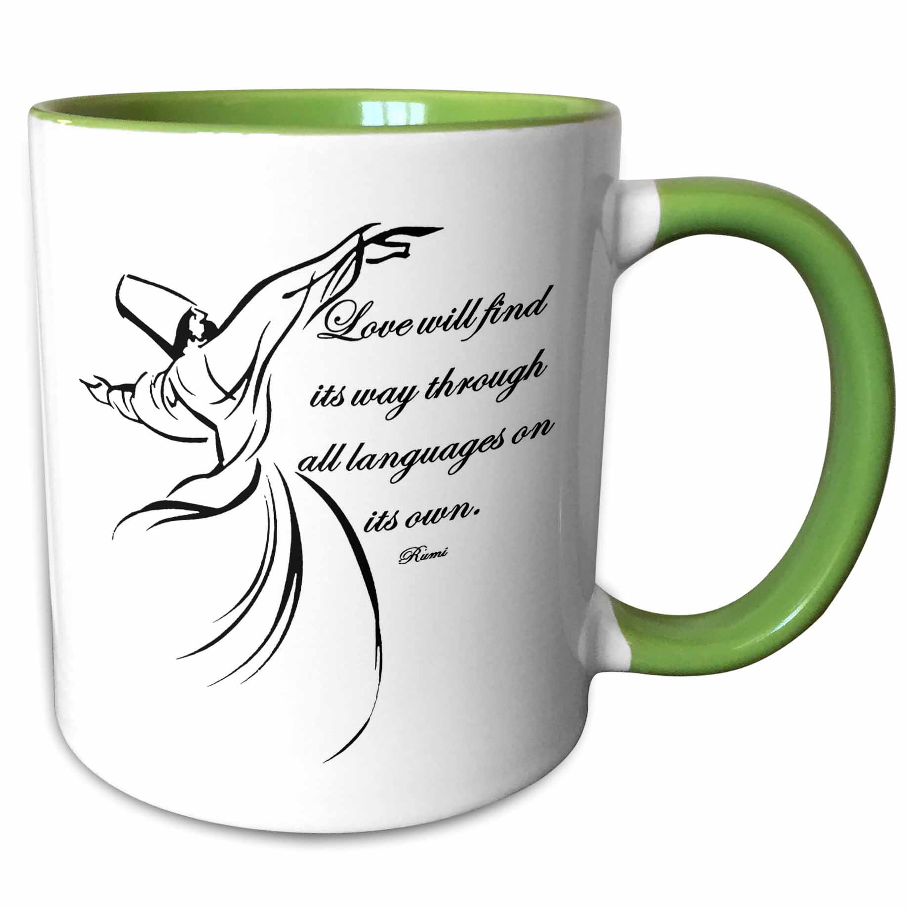 3drose, Love Will Find Its Way Through All Languages Rumi Quote - White ...