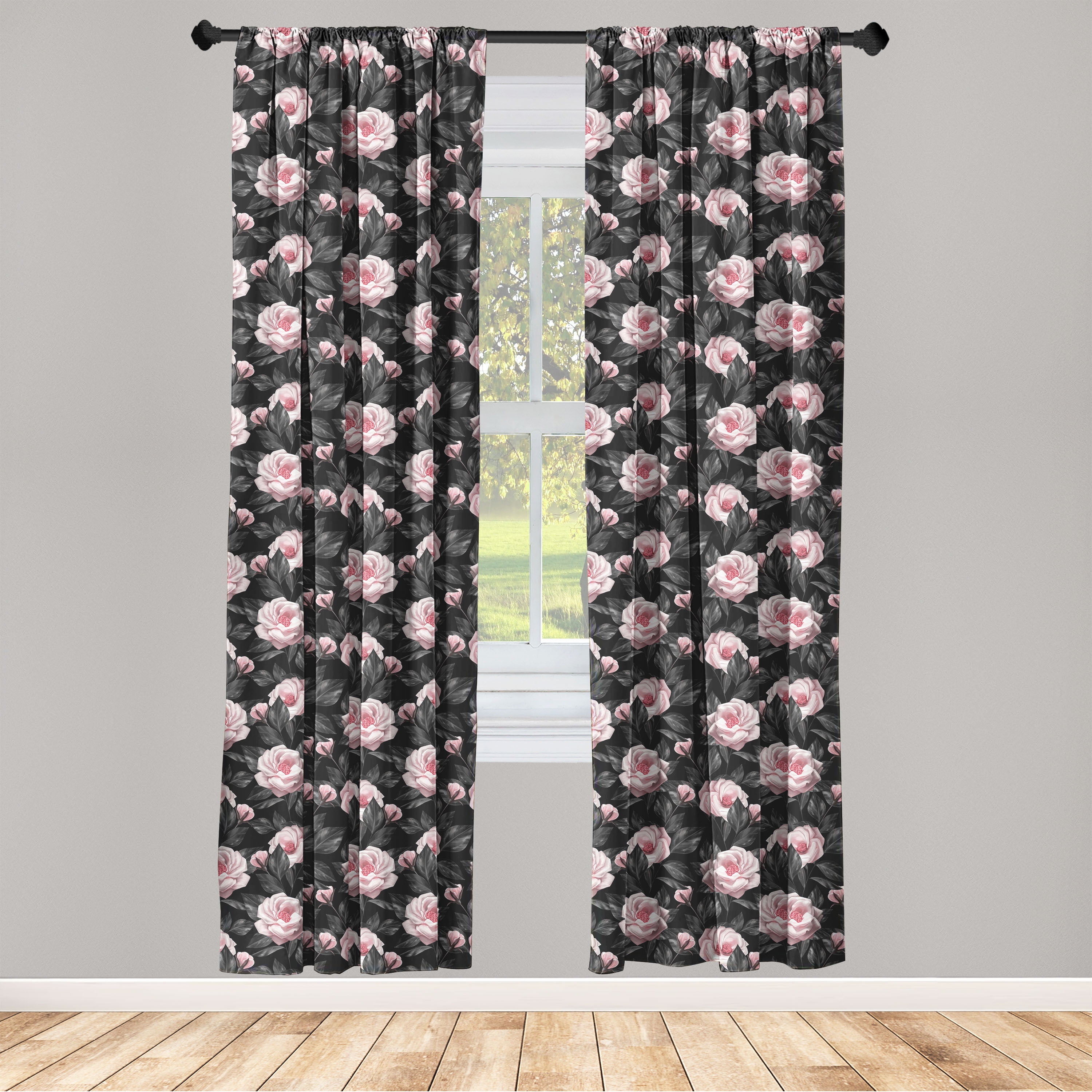 Love Window Curtains, Garden of Roses Symbol for Lovers Affection ...