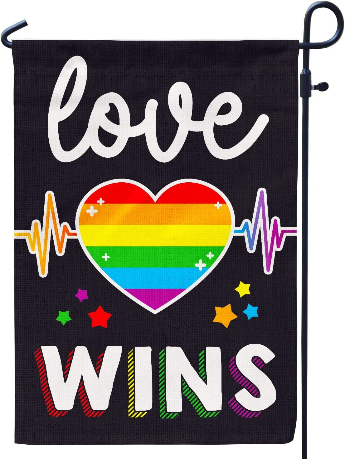 Love Wins Heart Pride Garden Flags, LGBTQ Rainbow Flags Double Sided ...