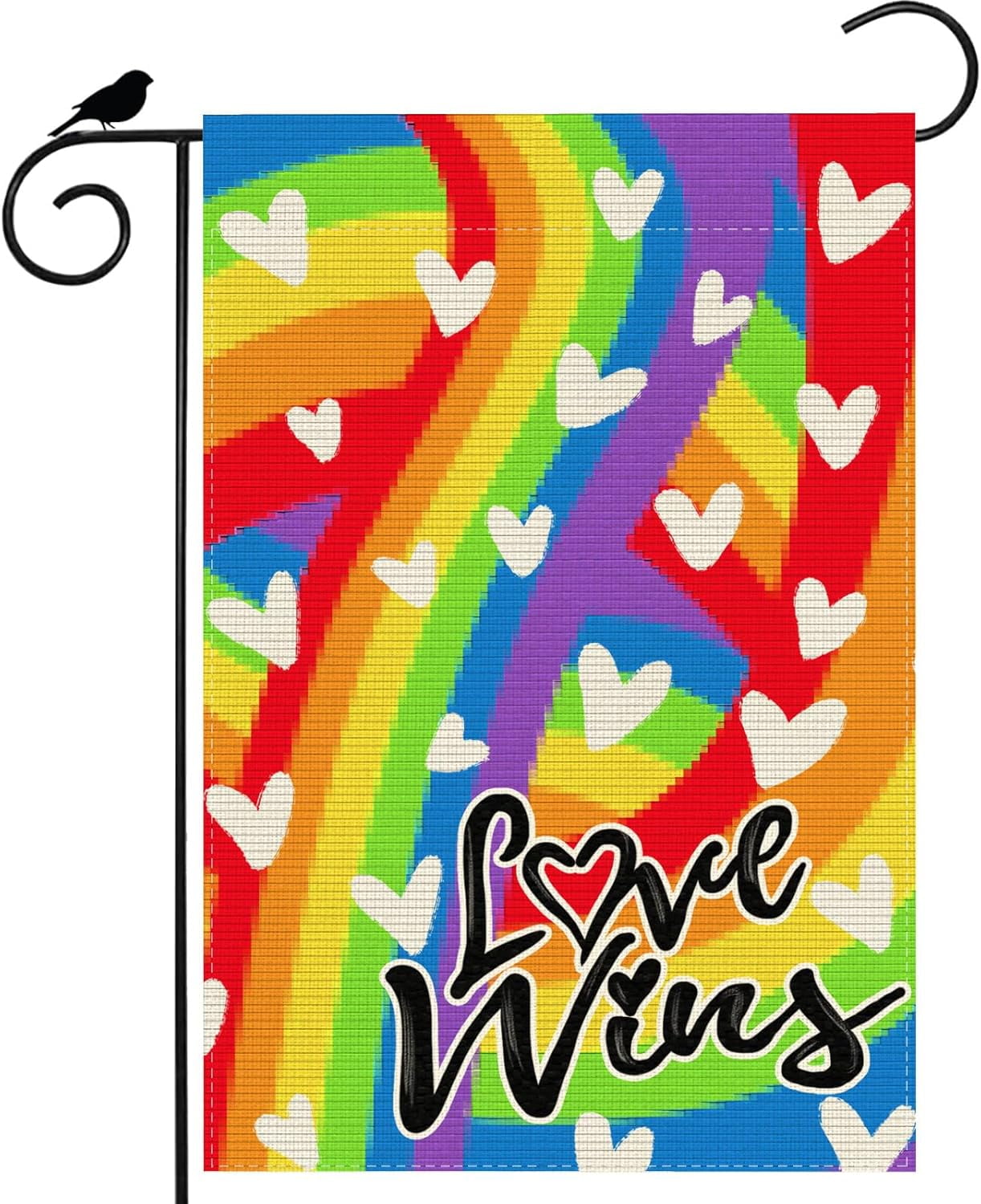 Love Wins Love Hearts Rainbow Pride LGBTQ Garden Flag Inclusion ...