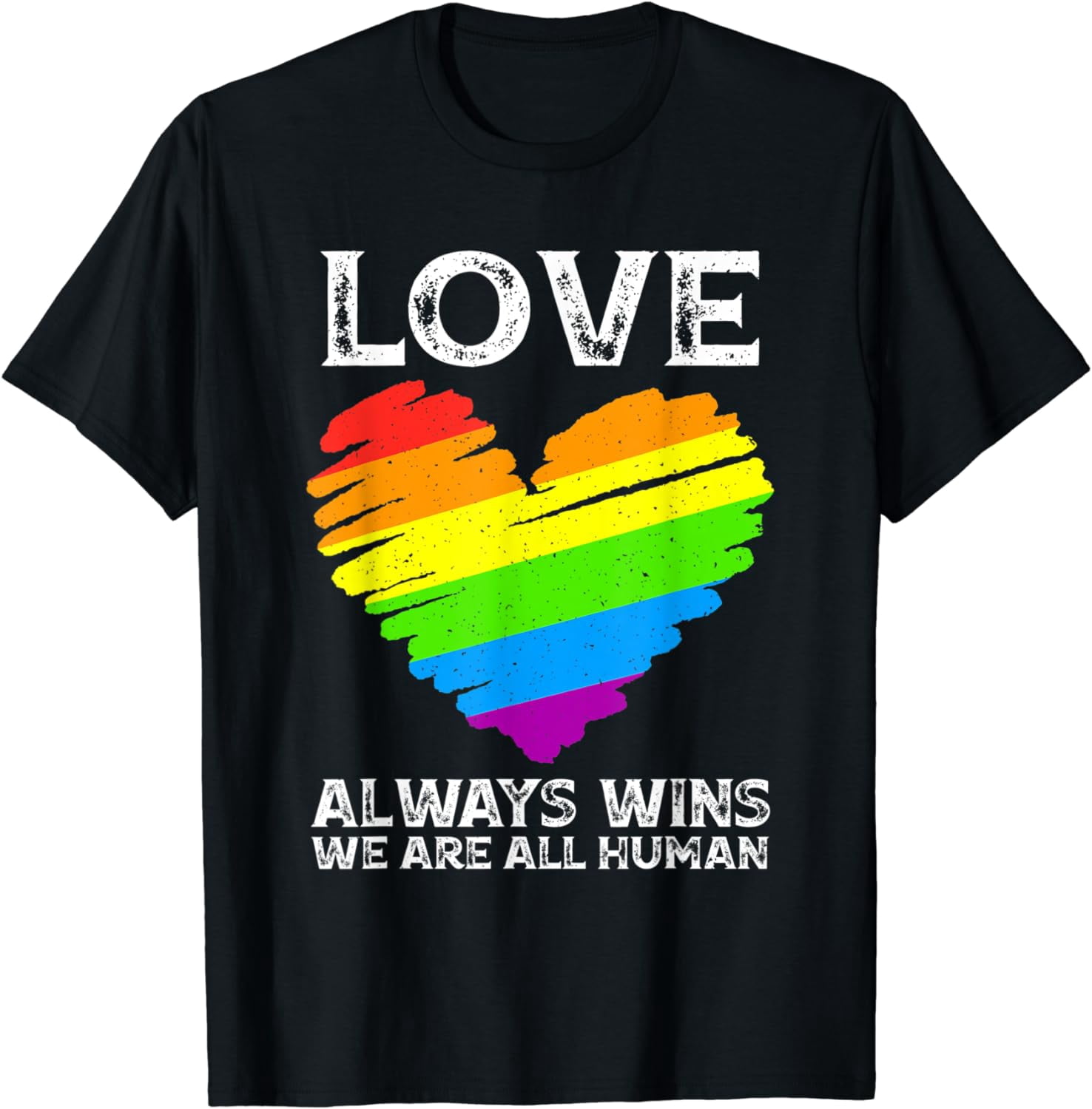 Love Wins Pride Month LGBT-Q Rainbow Heart Flag Gay Pride Cotton T ...