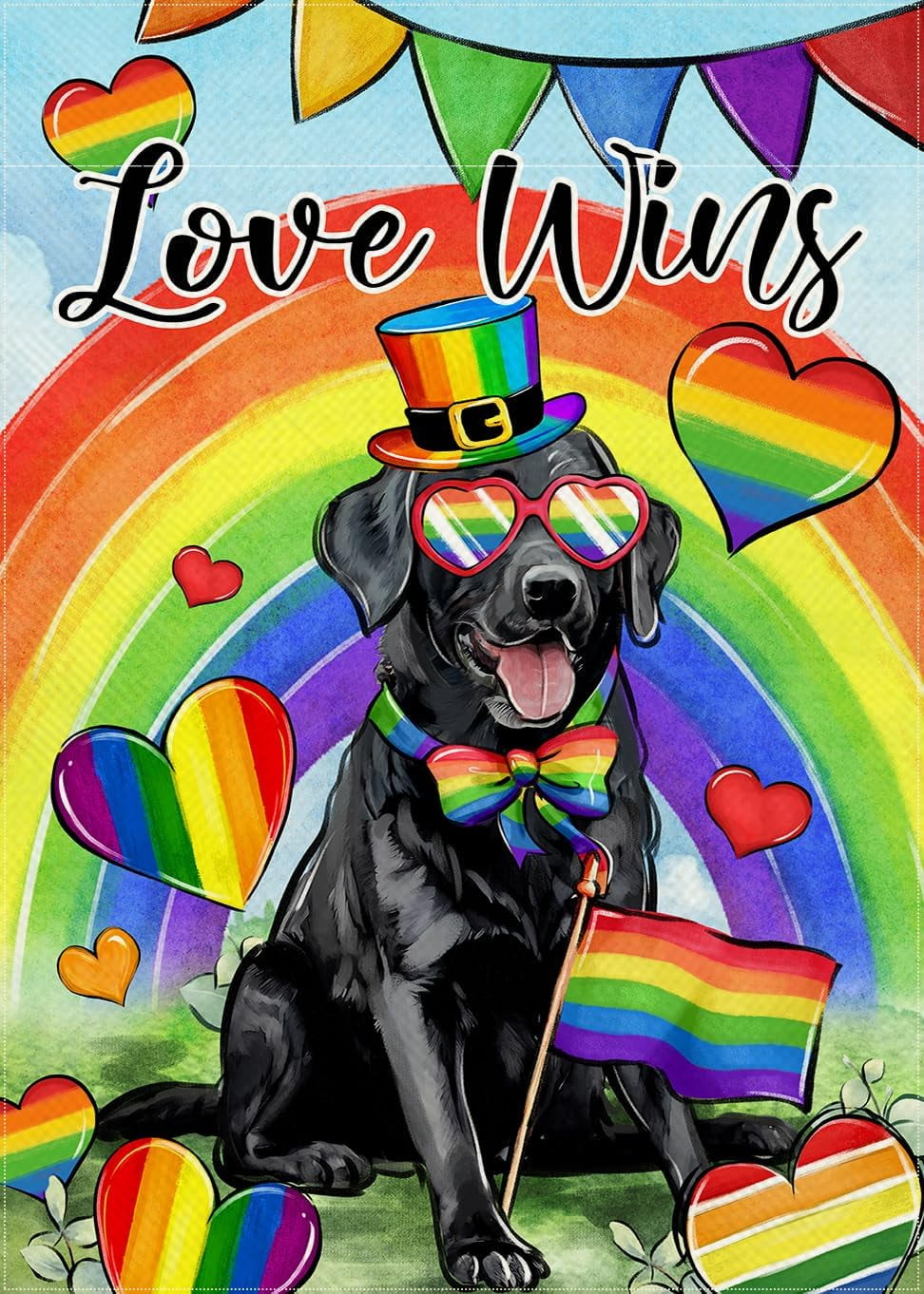 Love Wins Rainbow Black Labrador Dog Decorative Garden Flag, LGBTQ Pet ...