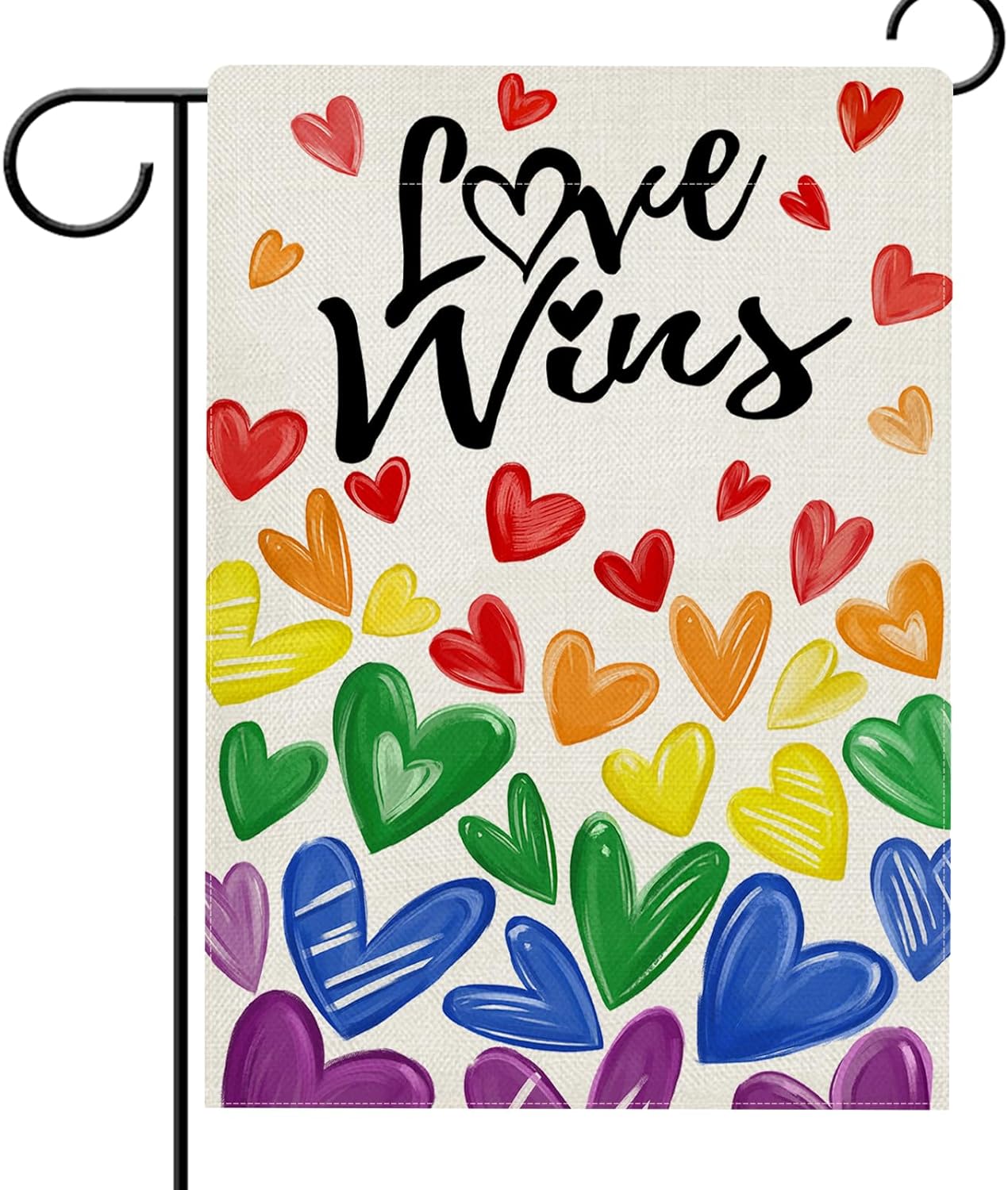 Love Wins Rainbow Heart Garden Flag Double Sided, LGBTQ Gay Lesbian ...