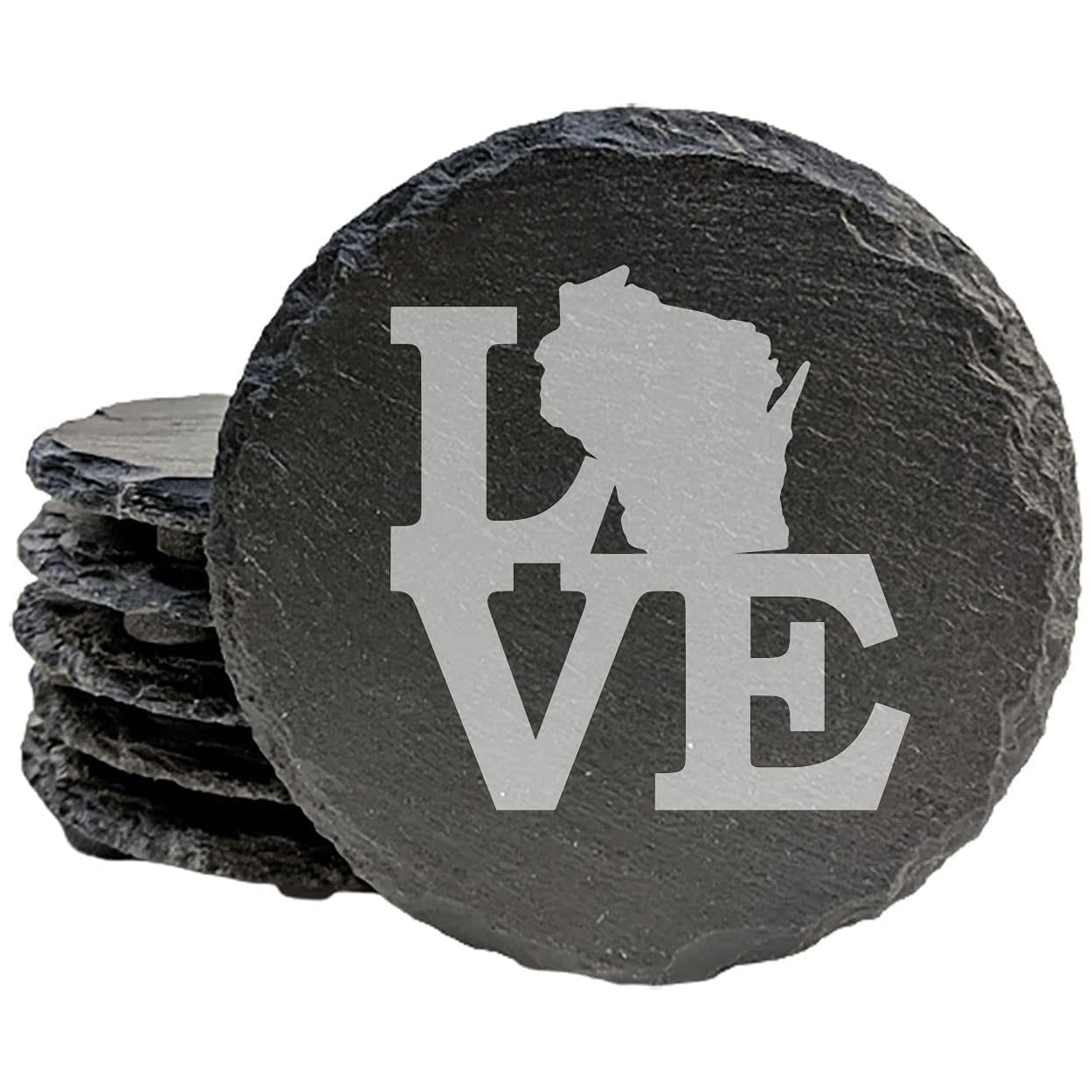 Love Wisconsin Coasters - Round Slate - Set Of 4 - Walmart.com