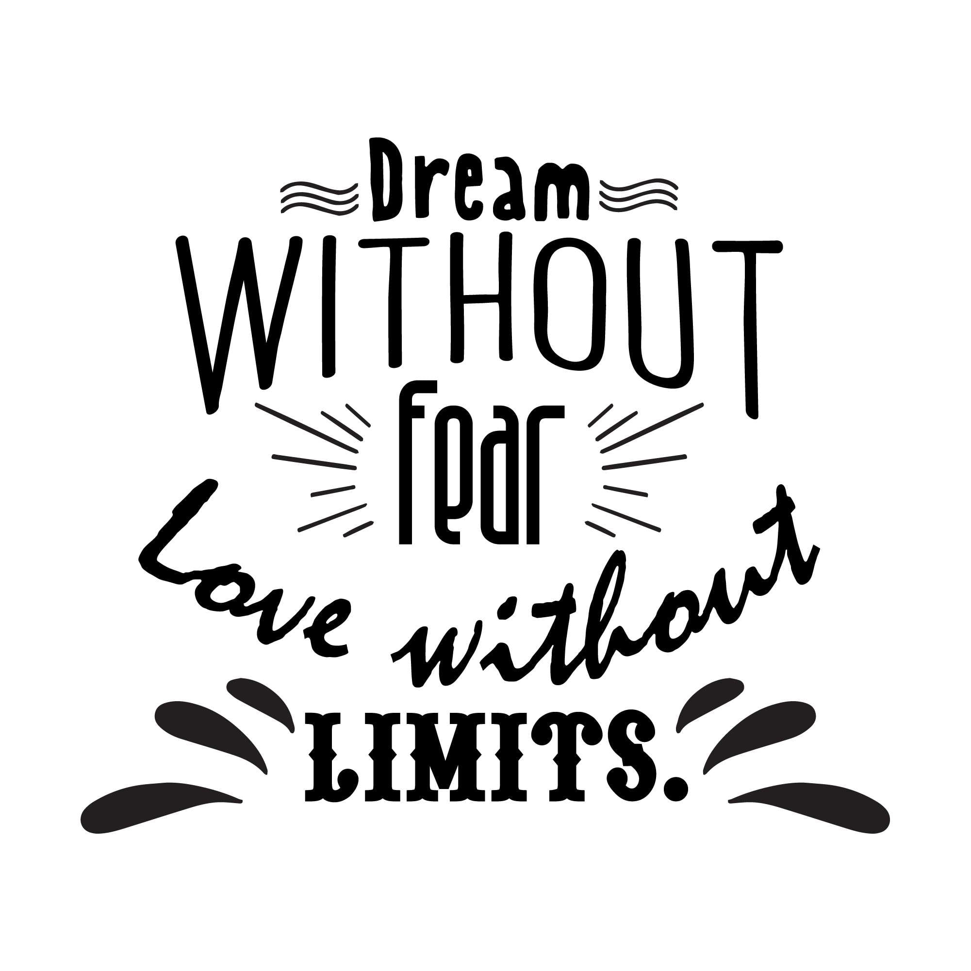 Love Without Limits Dream Without Fear Inspirational Quote Decal Wall ...