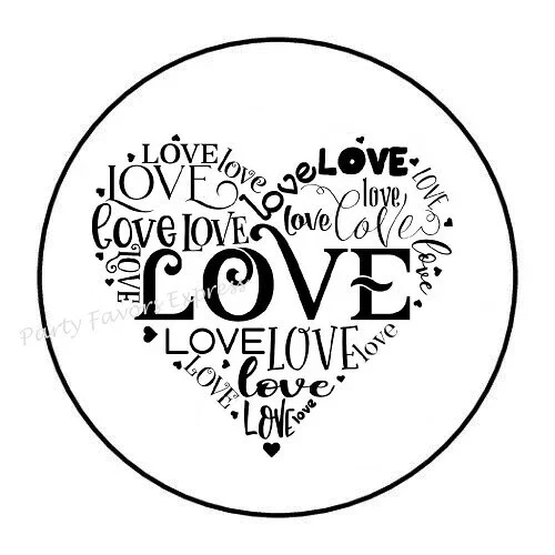 Love Word Art Heart Stickers Party Favors Phone Decal Water Bottle ...
