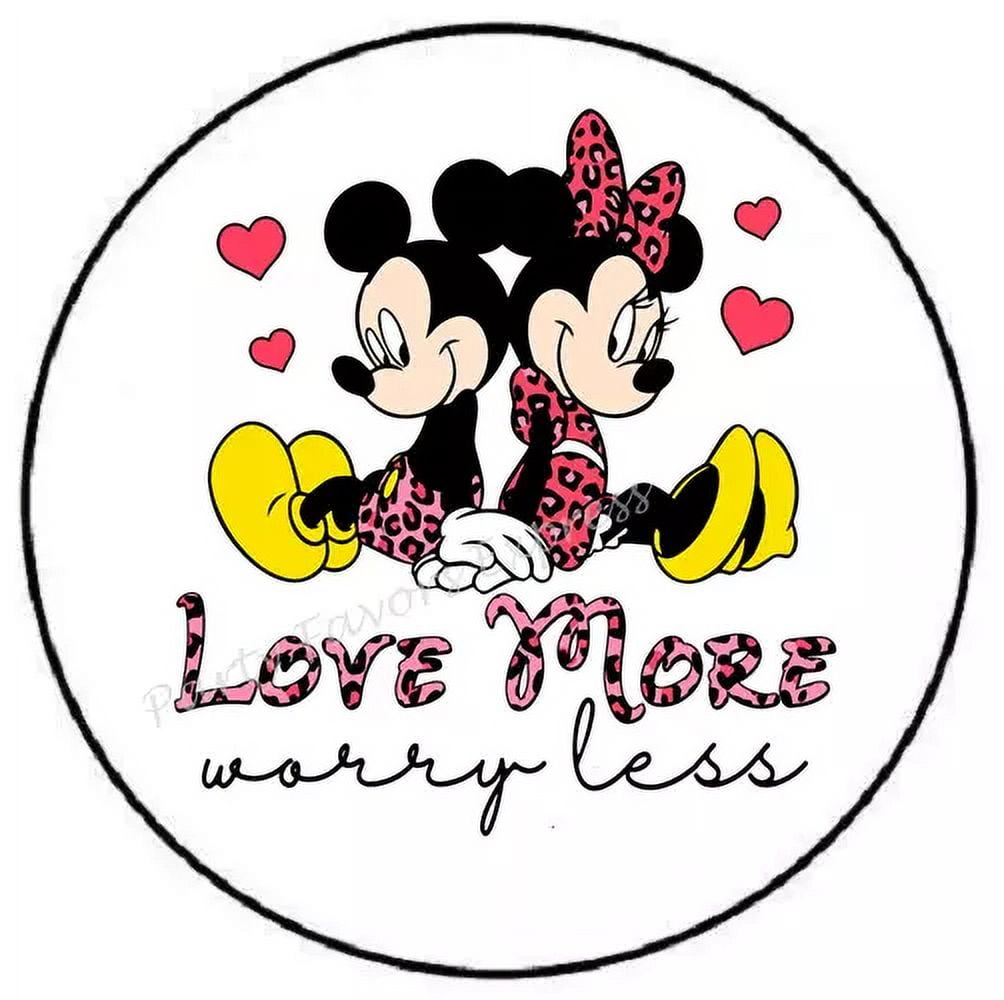 Love More Worry Less Mouse Valentine Sticker Party Favors Sticker ...