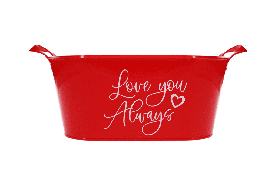Love You Always Red Oval Bucket with Handle Sentiment Plastic Buckets ...