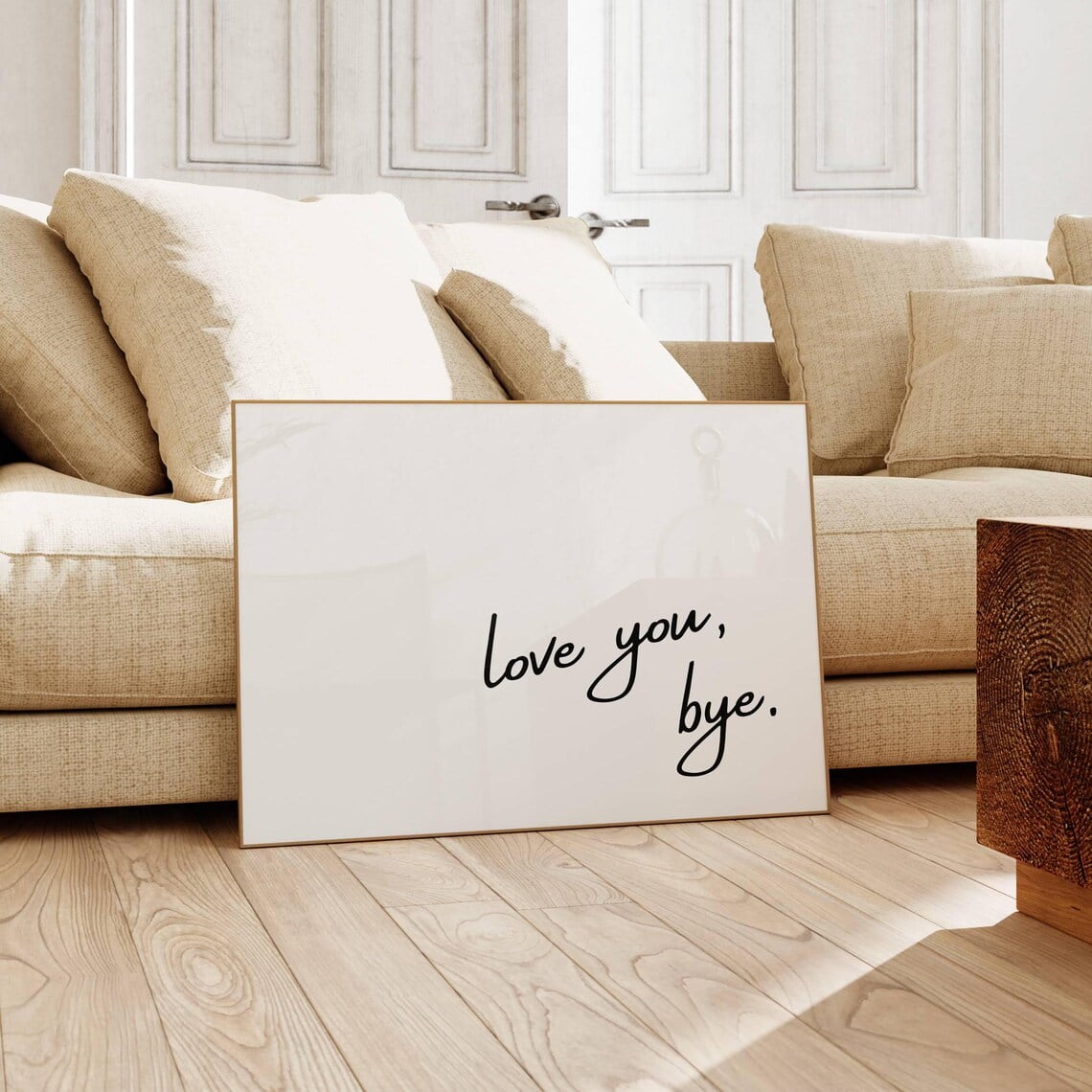 Love You Bye Print, White Minimalist Poster, Horizontal Modern Wall Art ...