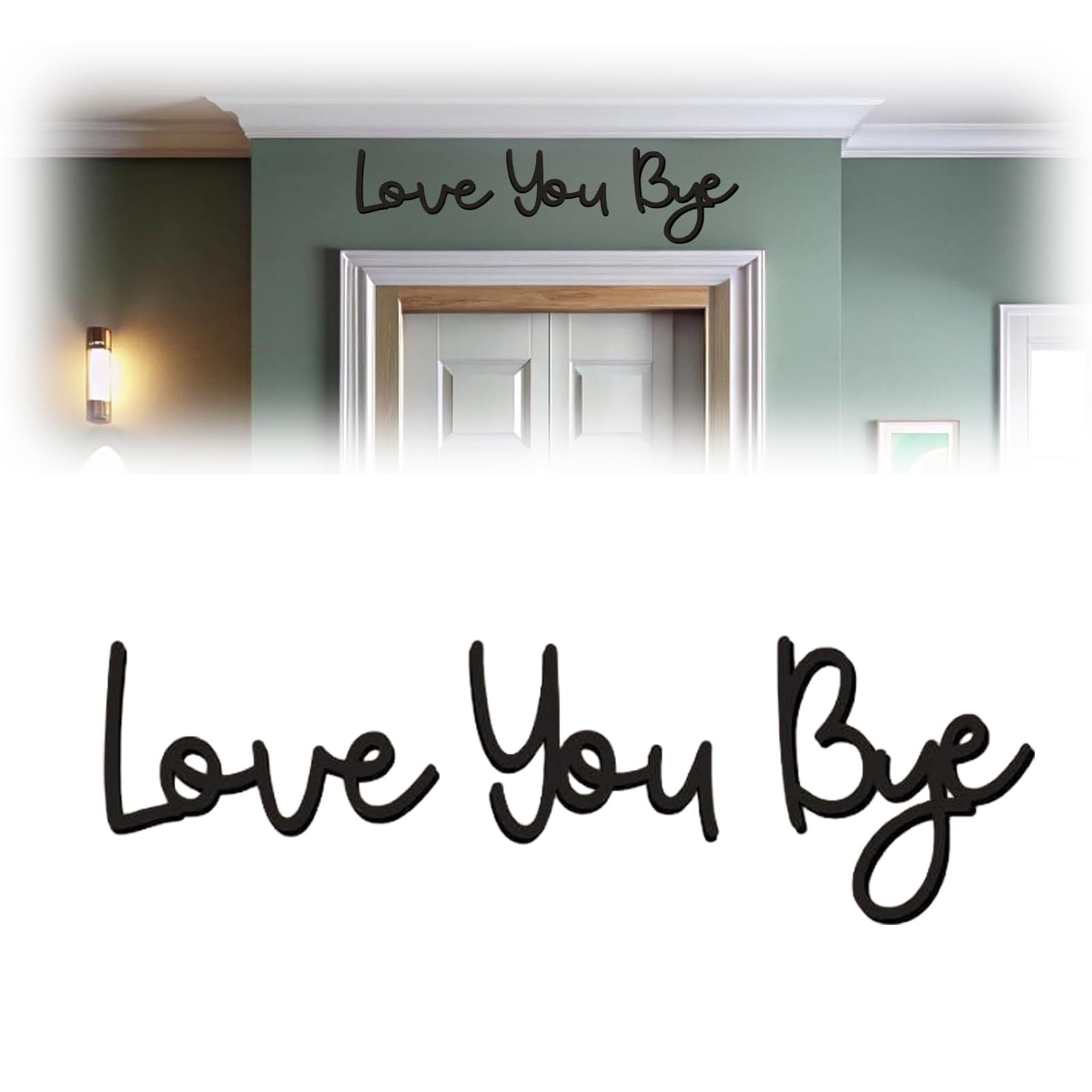 Love You Bye Sign Above Door, No-Punch Wooden Wall Decor with Glue ...