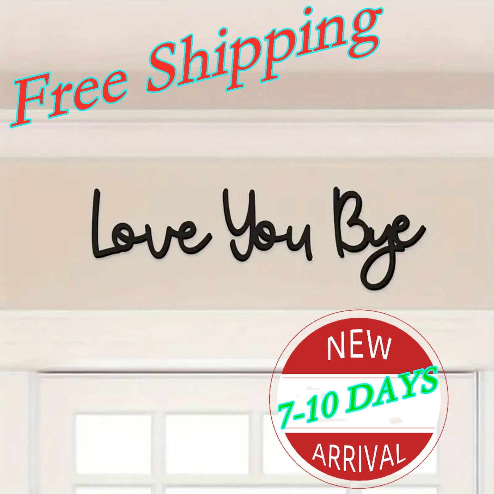 Love You Bye Sign Above Door Wood Bathroom Decor Valentine's Black ...