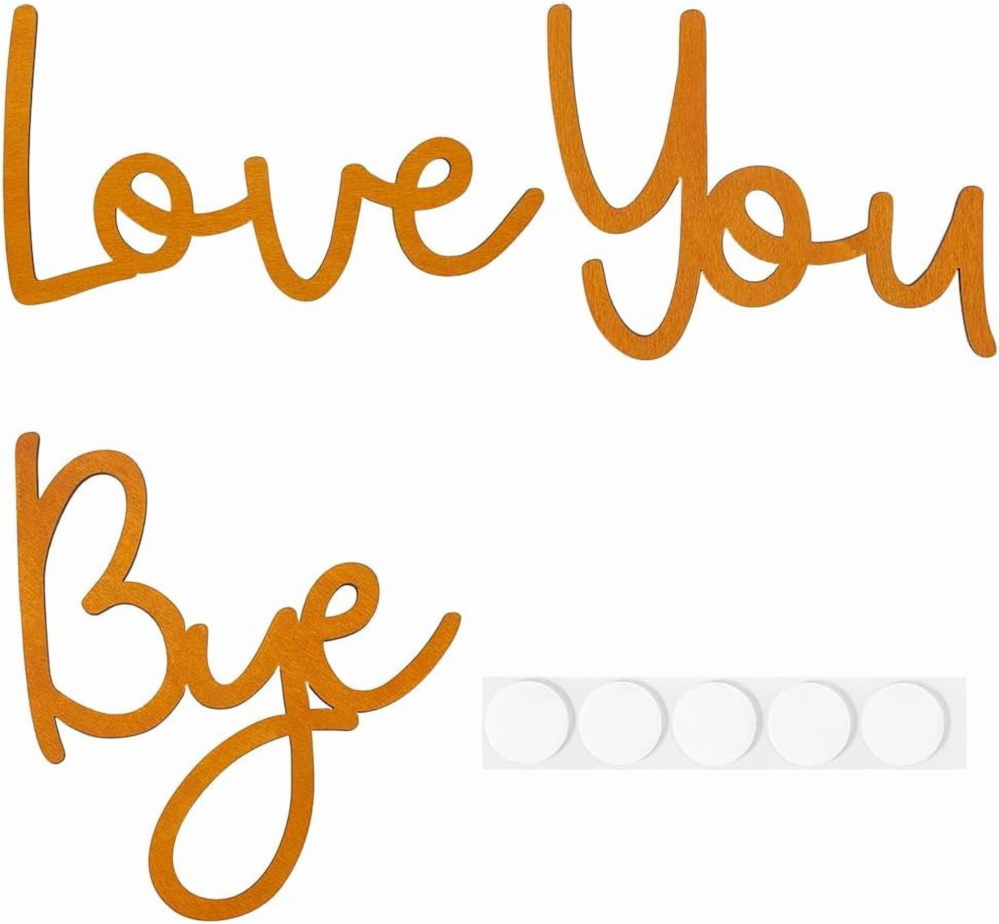 Love You Bye Sign Above Door Wood Words Home Wall Decor Wooden Script ...