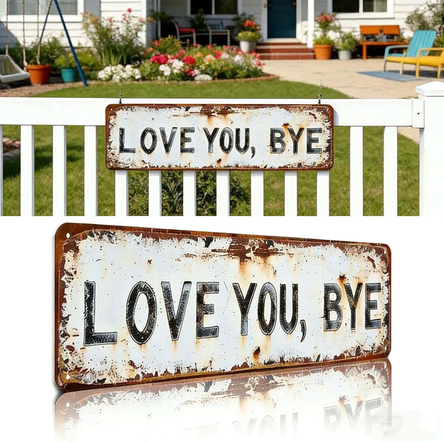 Love You Bye Sign Metal, Vintage Wall Sign Love You Bye Metal Signs ...
