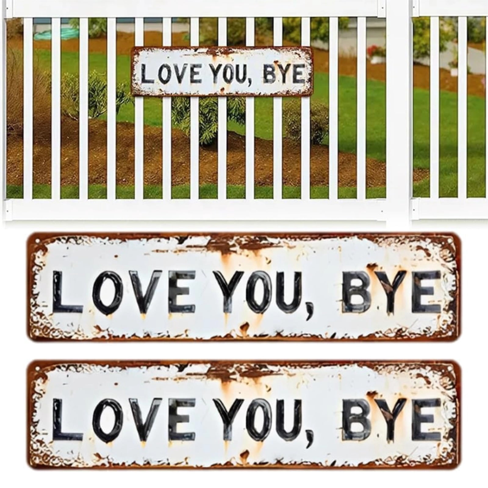 Love You, Bye – Vintage Metal Wall Sign, Retro Love You Bye Sign Above ...