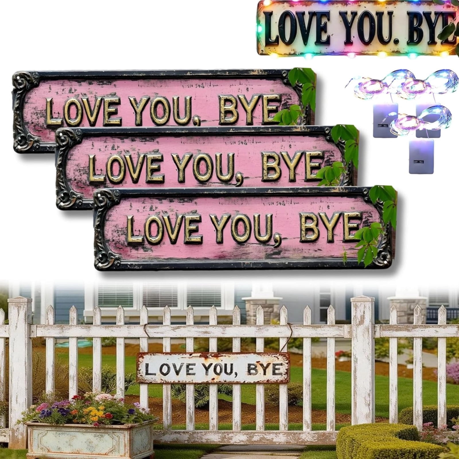 Love You, Bye – Vintage Metal Wall Sign, Vintage Love You Bye Decor ...
