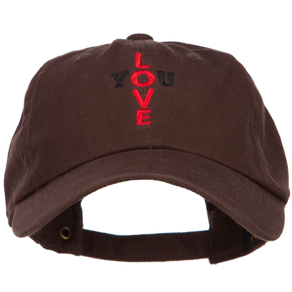 Love You Cross Words Embroidered Cotton Cap - Brown OSFM - Walmart.com