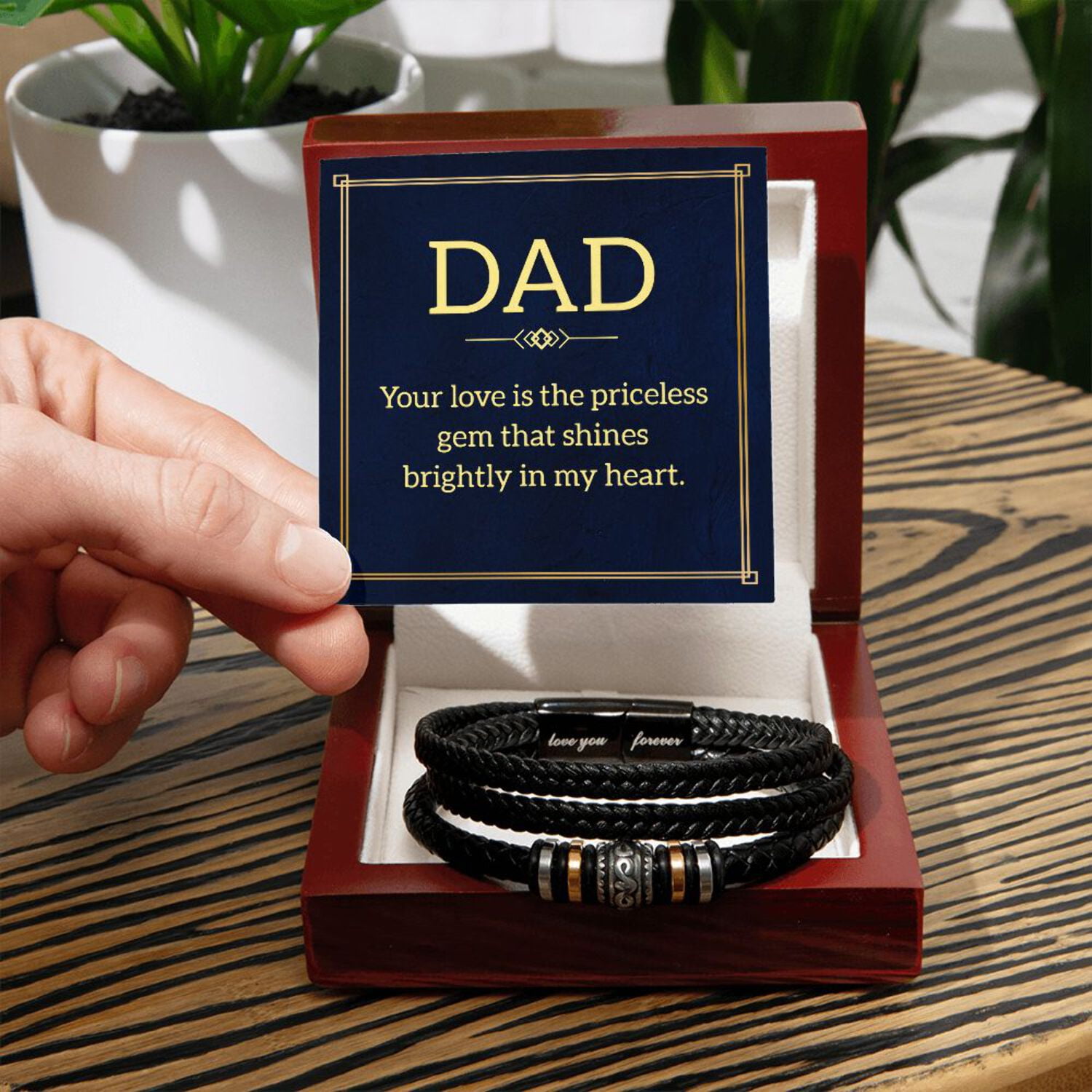 Love You Forever Dad Engraved Bracelet with Magnetic Clasp - Stainless ...