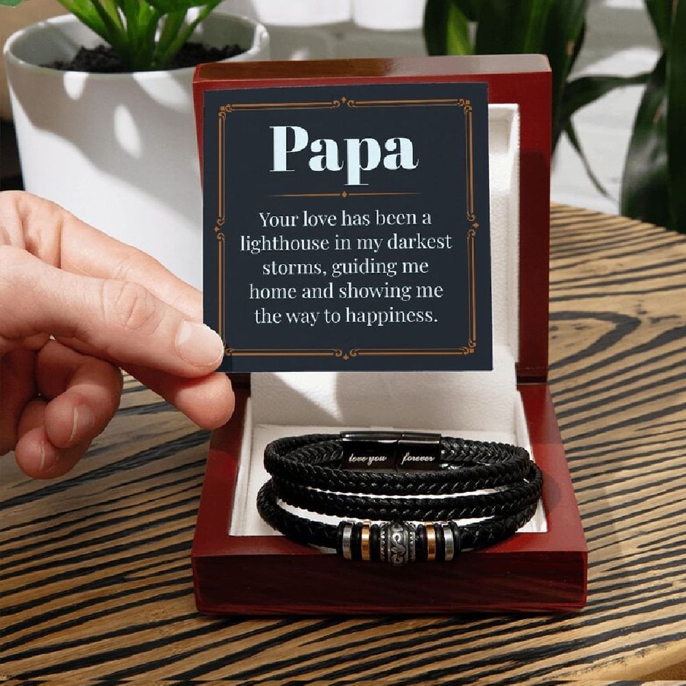 Love You Forever Vegan Leather Bracelet For Men With Message Card For ...