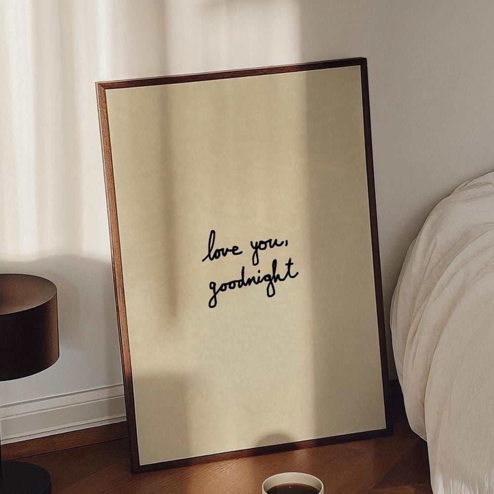 Love You Goodnight Print: Typography Poster, Neutral Vintage Style Wall ...