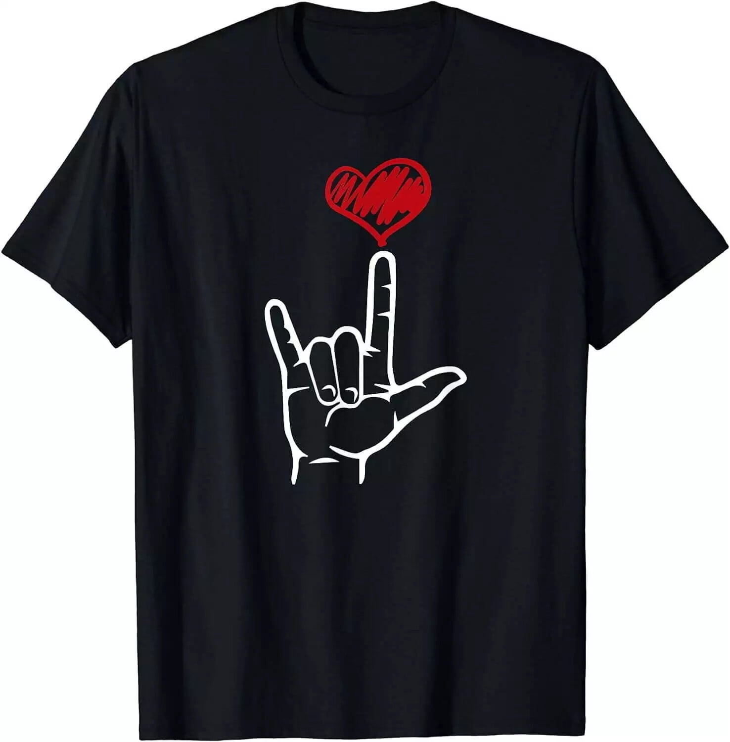 Love You Hand Heart American Sign Language T-Shirt - Walmart.com