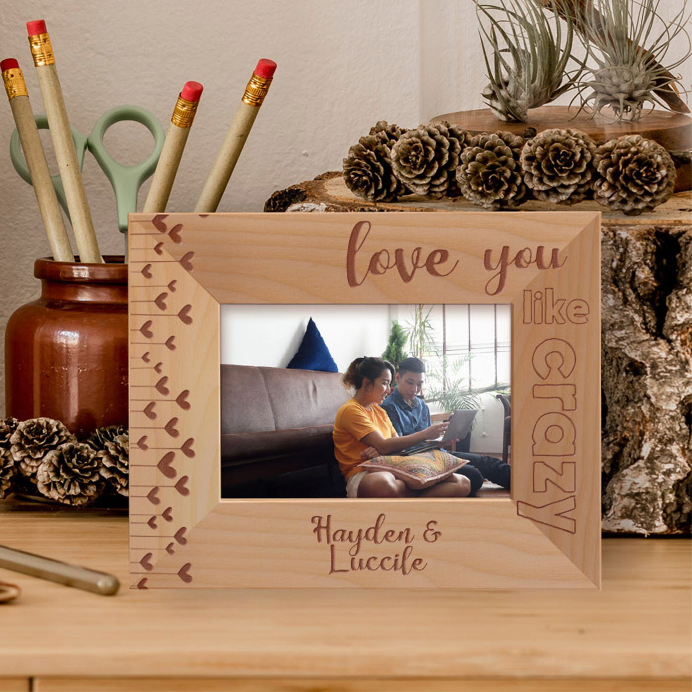 Love You Like Crazy Personalized Wooden Frame-5" x 3 1/2" Brown ...