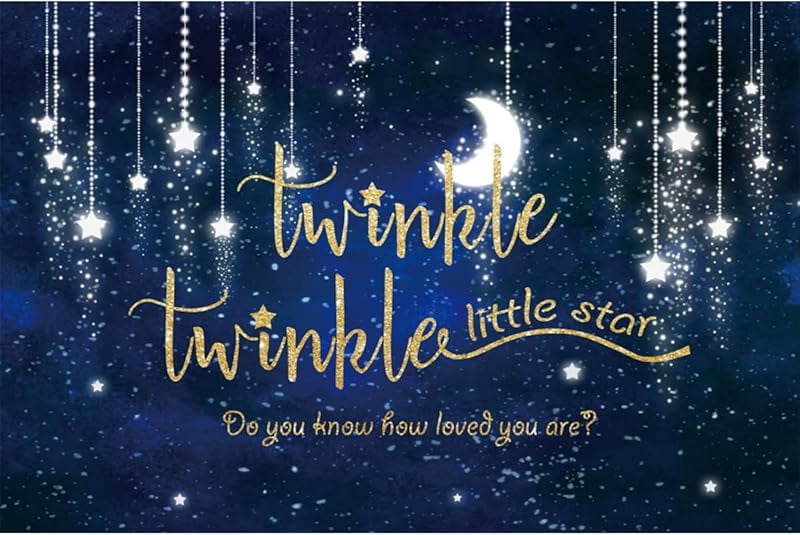 Love You to The Moon and Back Backdrop Twinkle Twinkle Little Star Blue ...