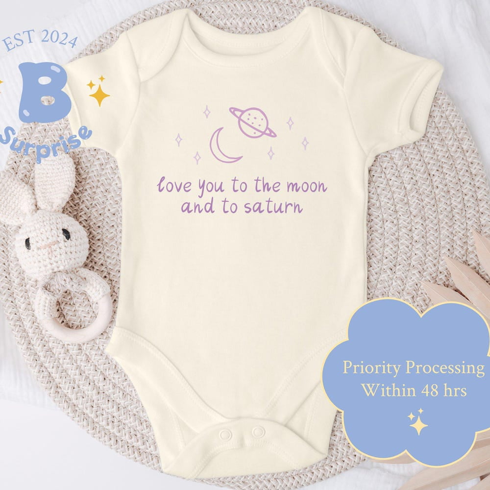 Love You To The Moon And Saturn Onesie, Girl Planet Print Bodysuit ...