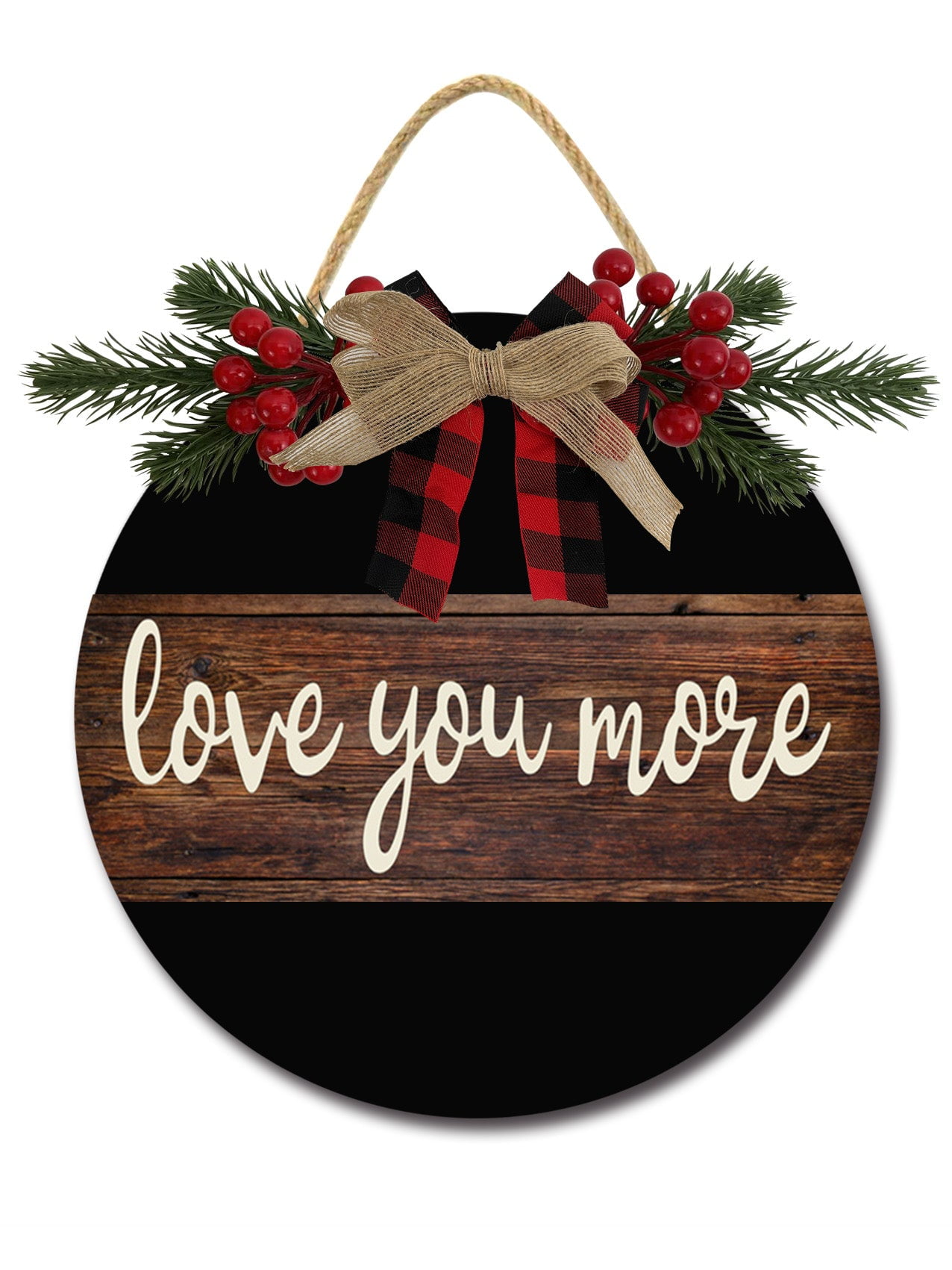 Love You More Sign Front Door Porch Decorations, Round Rustic Wood ...