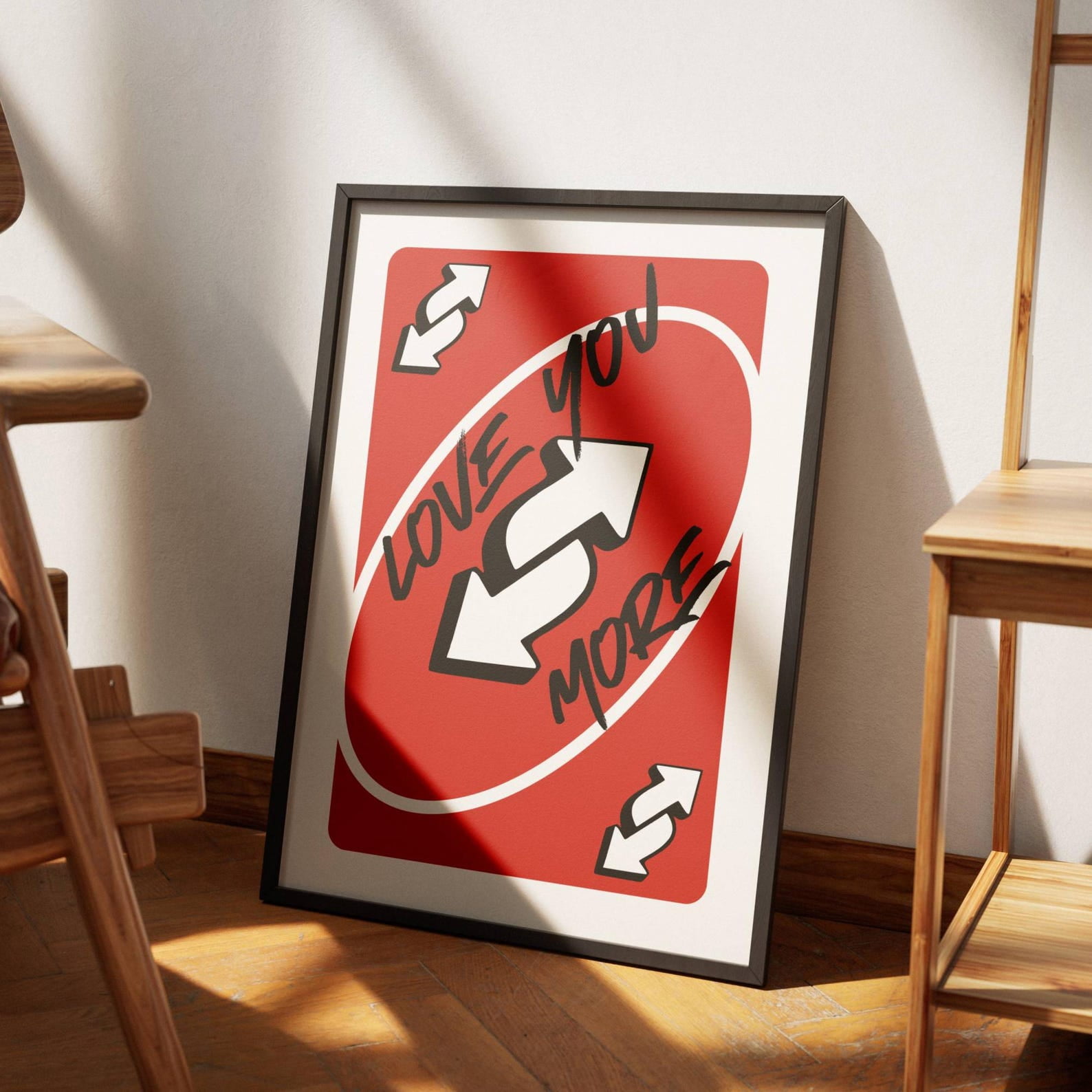 Love You More Uno Card Print â€“ Trendy Modern Wall Art, Cool Playing ...