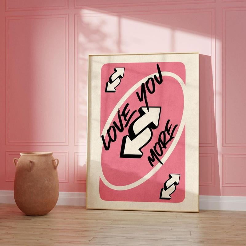 Love You More Uno Reverse, Color Retro Wall Art Printable, Playing Card ...