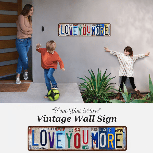 Love You More Vintage Wall Sign – Rustic Metal Wall Decor, Retro ...