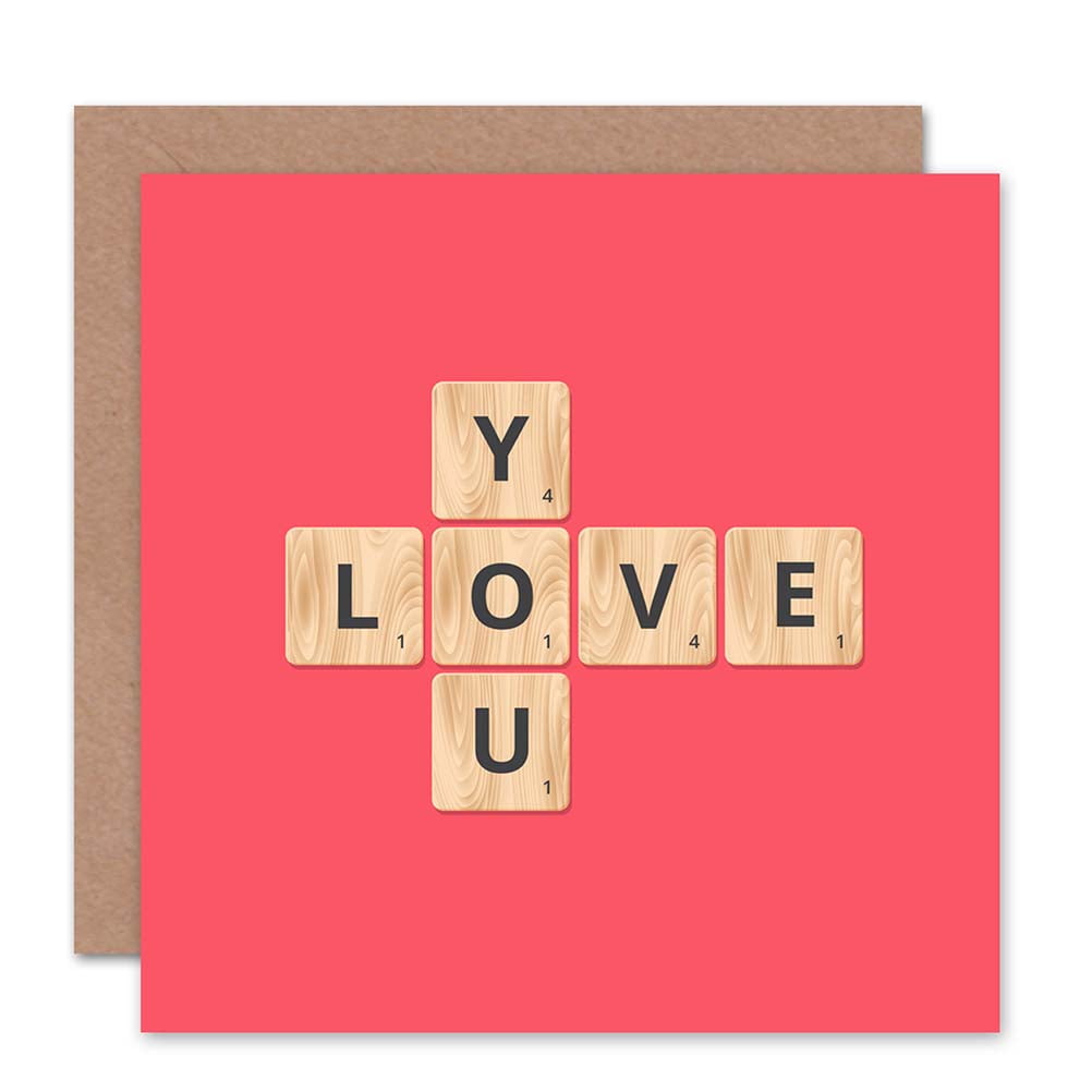 Love You Pink Scrabble Greetings Card Plus Envelope Blank inside ...