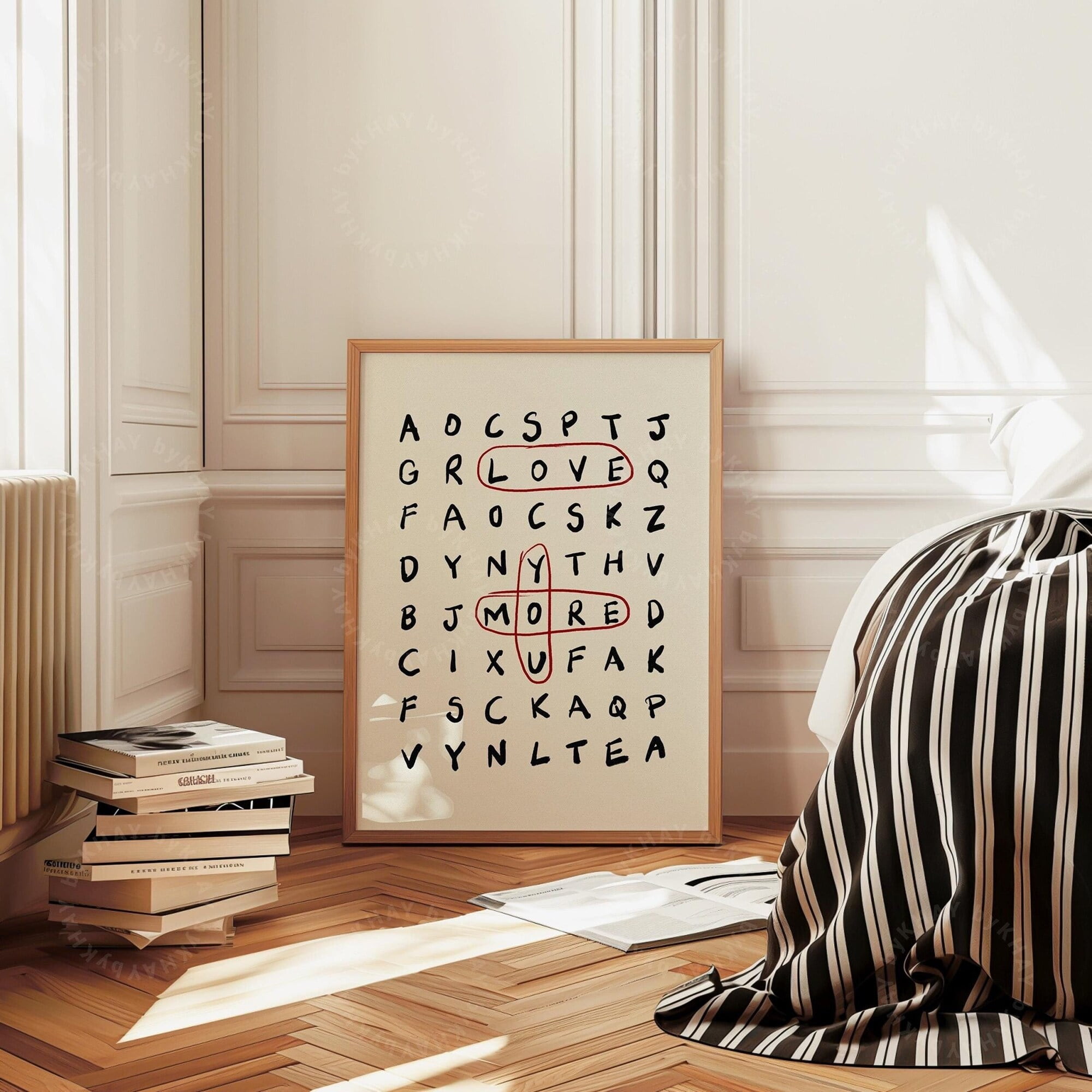 Love You More Print, Crossword Valentine Anniversary Gift, Trendy ...