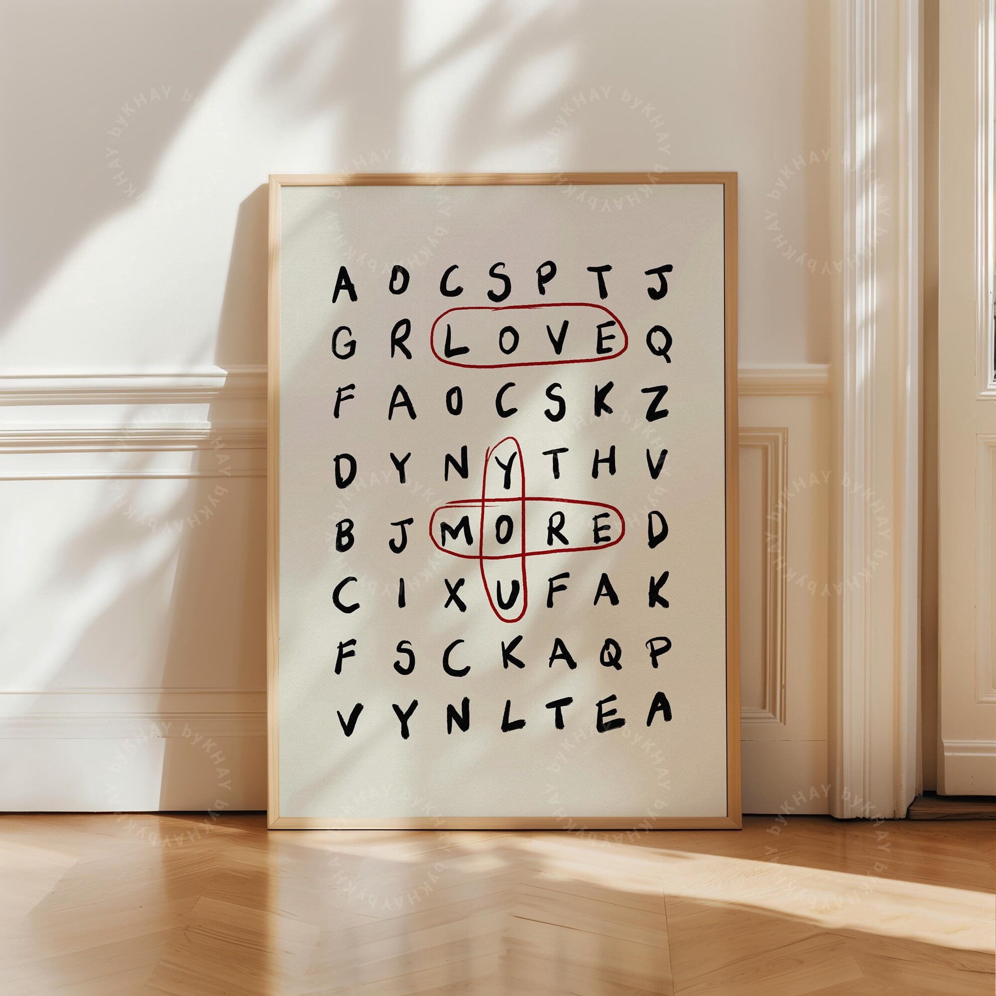Love You More Print, Crossword Valentine Anniversary Gift, Trendy ...