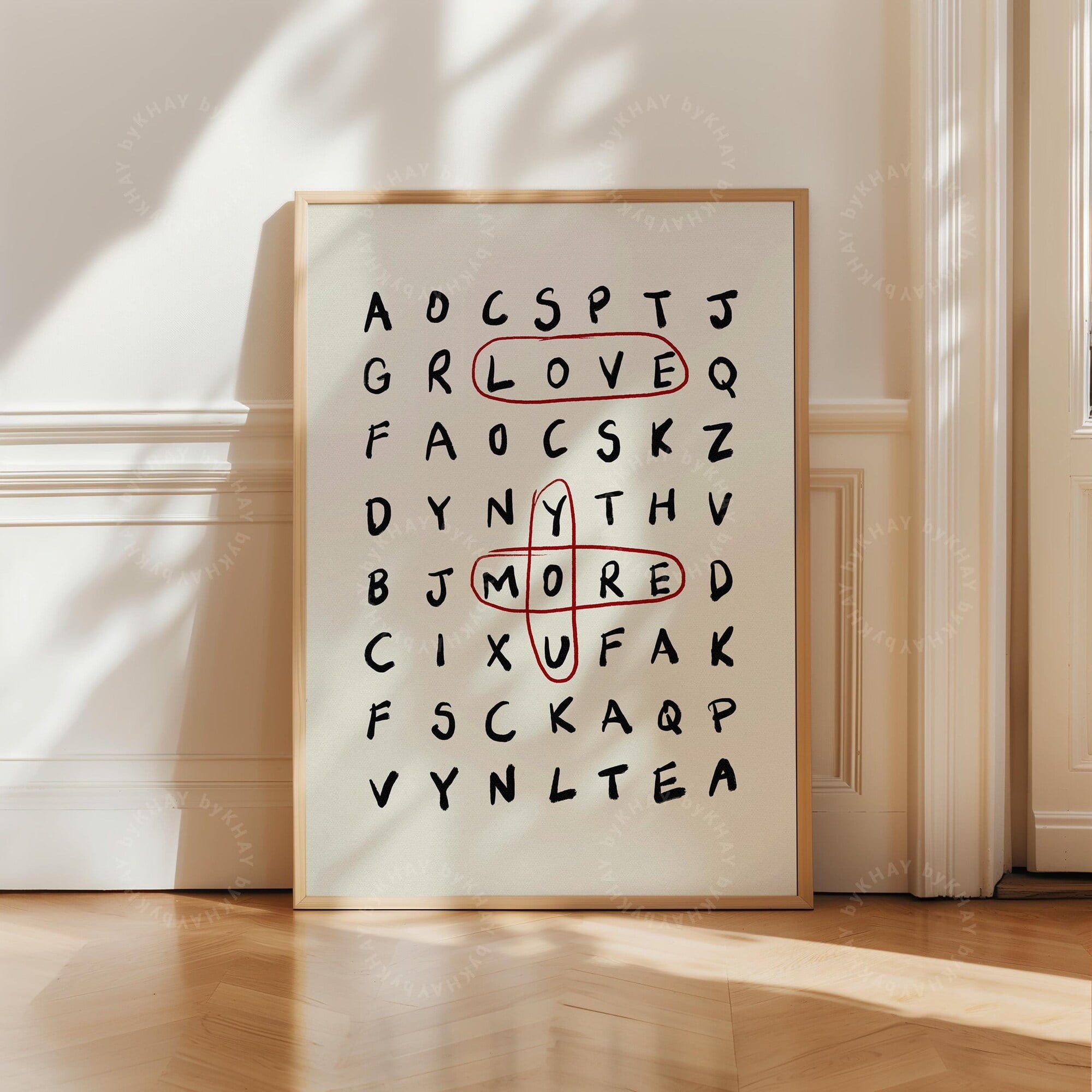 Love You More Print, Crossword Valentine Anniversary Gift, Trendy ...