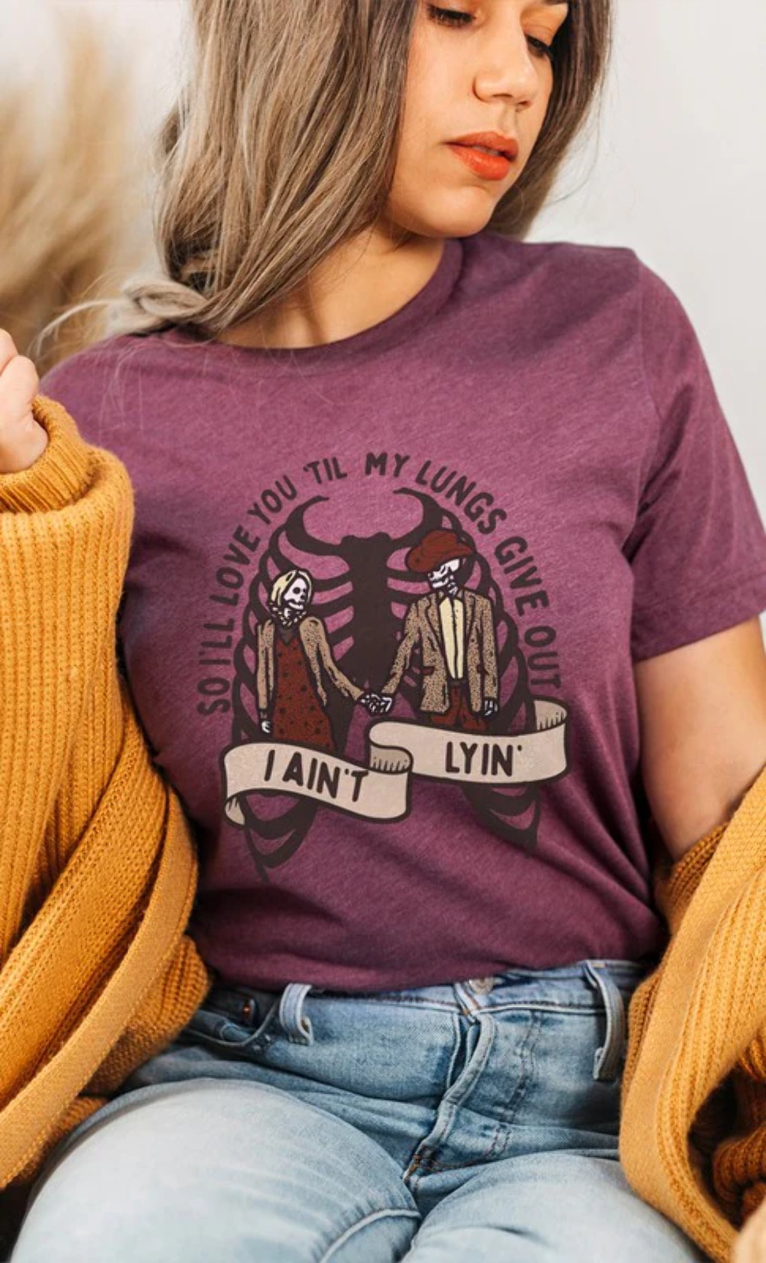 Love You Til My Lungs Give Out Graphic Tee T-Shirt - Walmart.com