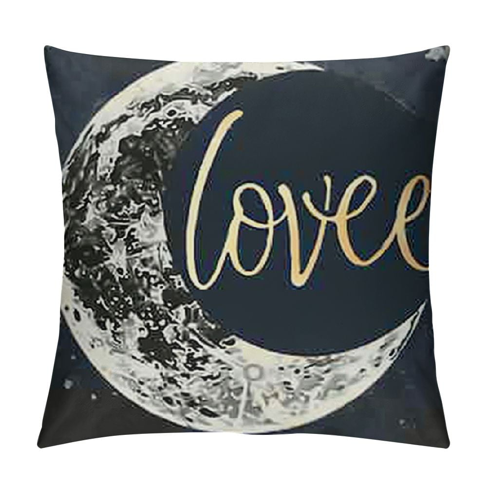 Love You to Moon Blue Calligraphy Night Sky Design by Daphne Polselli ...